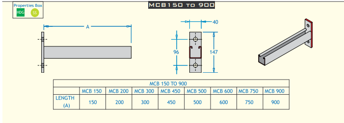 MED DUTY CANTILEVER BRACKET X2 | AC1200